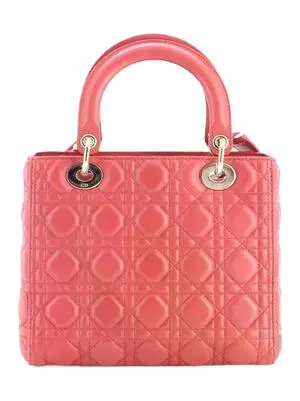 Dior Lady Bag Cannage Quilt Lambskin Satchel - Red