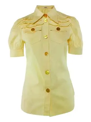 Miu Miu Short Puff Sleeve Ruffled Blouse - Yellow