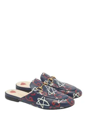 Gucci Princetown Horsebit Detail Flat Mules - Blue
