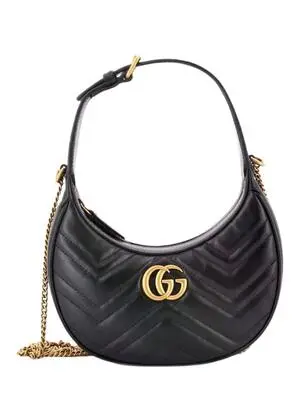 Gucci Gg Marmont Matelassé Leather Mini Hobo Bag - Black
