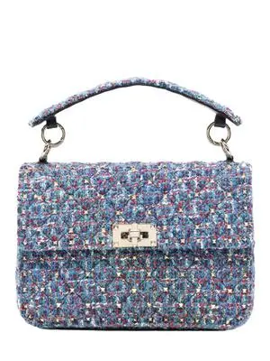 Valentino Garavani Rockstud Spike Tweed Tote Bag - Blue