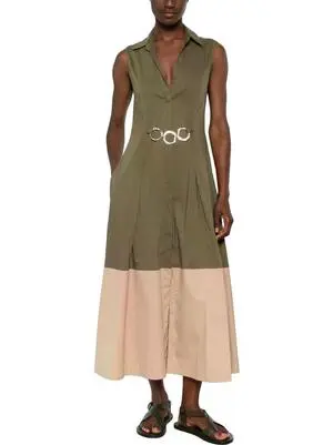 CLIPS Colour-block Midi Dress With Ring Detail - Green