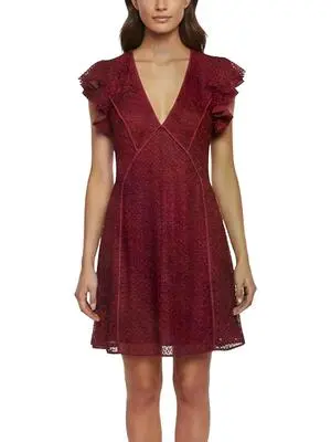 Giambattista Valli Floral-lace V-neck Mini Dress - Red