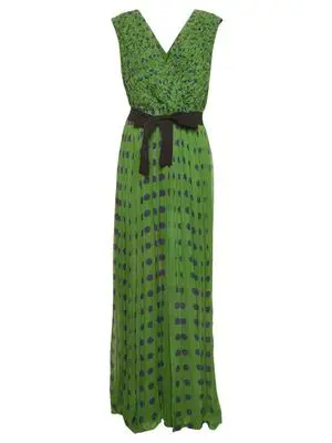 Carolina Herrera Polka Dot Plissé Maxi Dress - Green
