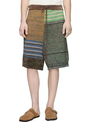 MAISON MARGIELA Patchwork Knit Shorts - Brown