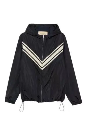 Valentino Garavani Chevron Detail Hooded Jacket - Blue