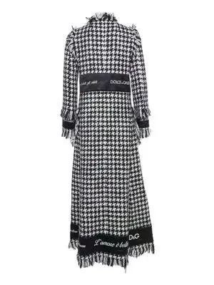 DOLCE & GABBANA Dolce & Gabbana Houndstooth Fringed Coat