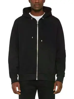 Balmain Logo-embossed Zip-up Hoodie - Black
