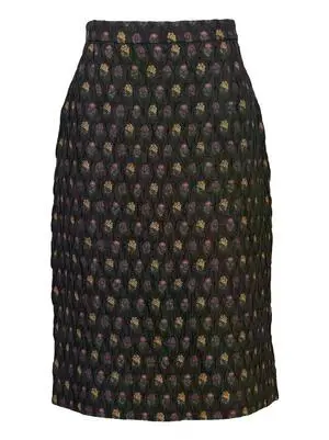 VALENTINO Valentino Floral Print Pencil Midi Skirt