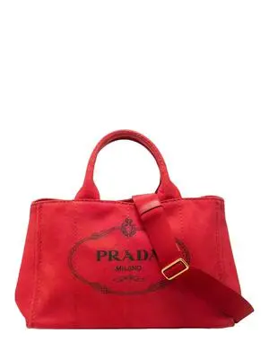 Prada Prada Canapa Logo Satchel Red