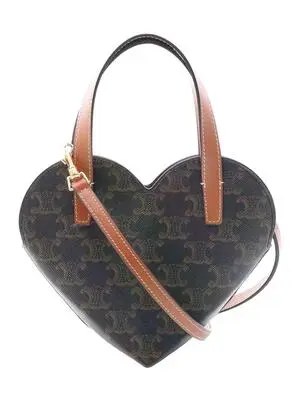 Celine Triomphe Coated Canvas Heart Crossbody Bag - Black
