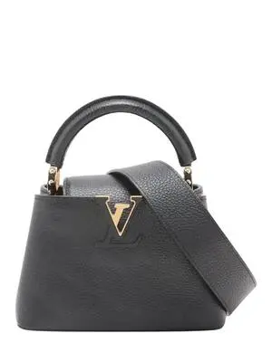 LOUIS VUITTON Taurillon Mini Capucines Satchel - Black