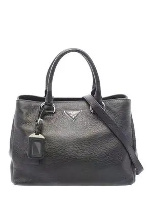 Prada Grained Leather Satchel - Black