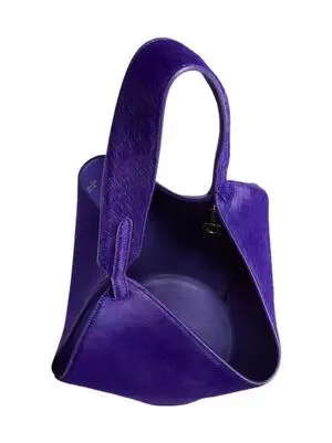 Khaite Mini Lotus Tote In Amethyst Haircalf And Suede - Purple
