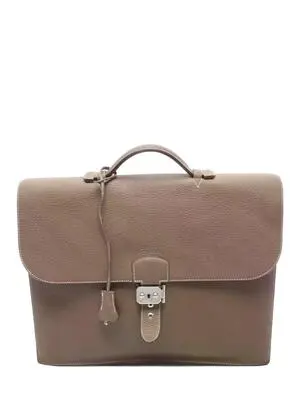 Hermès Clemence Sac A Depeches 38 Briefcase - Grey