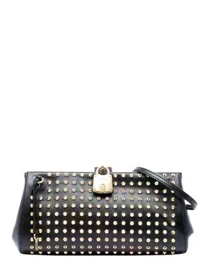 Burberry Studded Calfskin Padlock Crossbody Bag - Black
