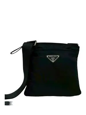 Prada Tessuto Zip Top Crossbody Bag - Black