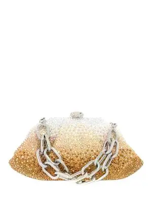 Judith Leiber Judith Leiber Gemma Crystal-Embellished Chain-Link Clutch Bag Gold