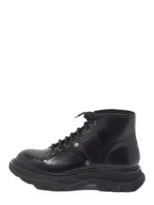Alexander McQueen Leather Lace-up Combat Boots - Black