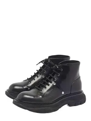 Alexander McQueen Leather Lace-up Combat Boots - Black