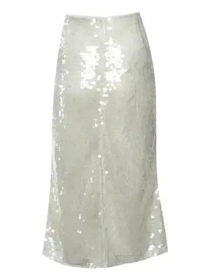 Stella McCartney Sequined Mesh Midi Skirt - Neutrals