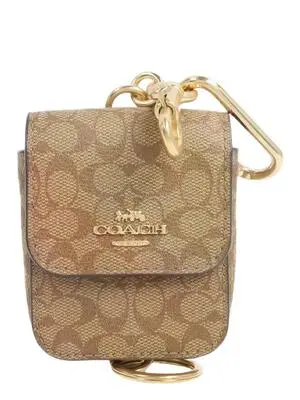 COACH VINTAGE Beige Gold-tone Logo Plaque Bag Charm - Neutrals