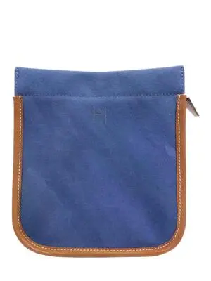 Hermès Embroidered Logo Pouch - Blue