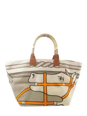 HERMÈS Hermès Steeple Horse-Print Tote Bag