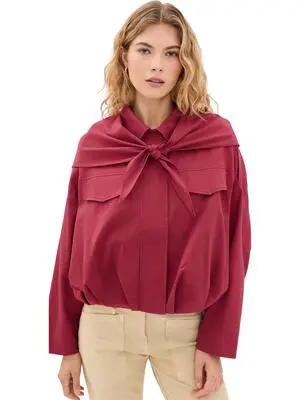 MAUDE CLUB Archie Jacket With Optional Scarf - Ruby