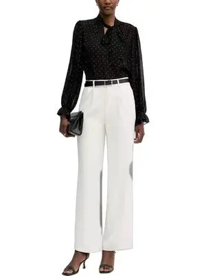 Joseph Ribkoff Polka Dot Pussy-bow Blouse - Black