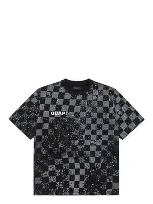GUAPI Checkerboard-pattern Rhinestone-embellished T-shirt - Black