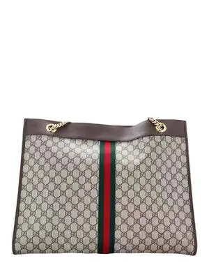 Gucci Gucci Rajah Chain GG Coated Canvas Large Tote Bag Brown