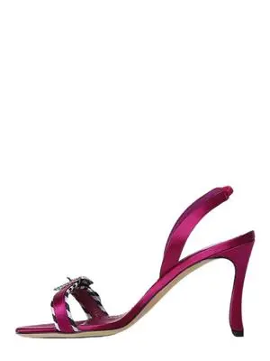 Manolo Blahnik Crystal-buckle Slingback Sandals - Pink