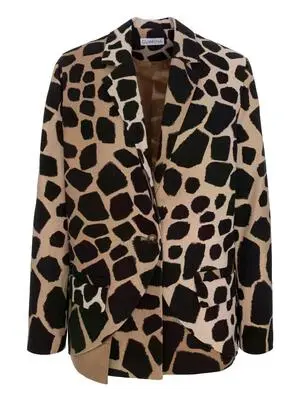 CUANNA Giraffe Print Notch Lapel Suit Set - Neutrals