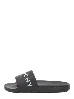 Givenchy Logo Print Open Toe Pool Slides - Black