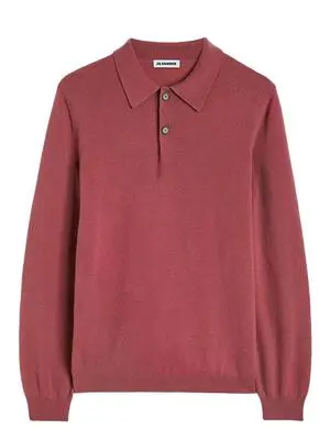 JIL SANDER Long-sleeve Knitted Polo Shirt - Red
