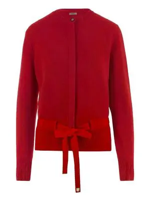 FERRAGAMO Belted Cashmere Cardigan - Red
