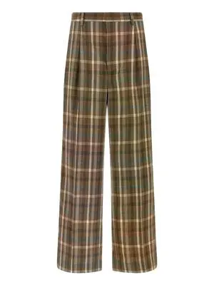 Auralee Check-pattern Wide-leg Trousers - Brown