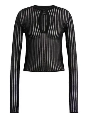 DONDUP Sheer-knit Cut-out Sweater With Vertical Stripe Pattern - Black