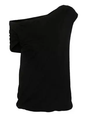 MSGM Draped Detail Cotton Top - Black