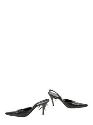 Saint Laurent Leather Pointed Toe Slingback Pumps With Tassel Detail - Black