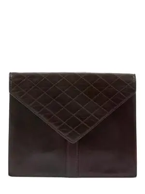 Saint Laurent Quilted Envelope Clutch Bag - Brown