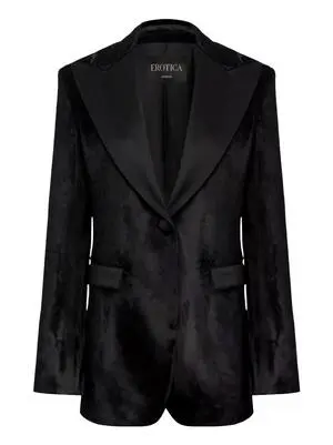 DONDUP Velvet Peak-lapel Blazer - Black