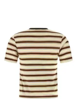 Auralee Gradient Striped V-neck T-shirt - Brown