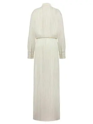 DONDUP Pinstripe Pattern Wrap Maxi Dress - Neutrals