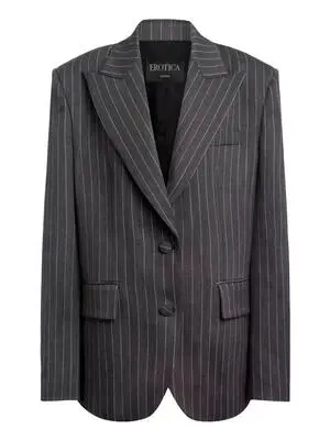 DONDUP Pinstripe Peak Lapel Jacket - Grey