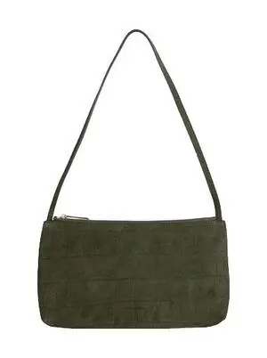 MANSUR GAVRIEL Mansur Gavriel Dark Green Suede Baguette Handbag
