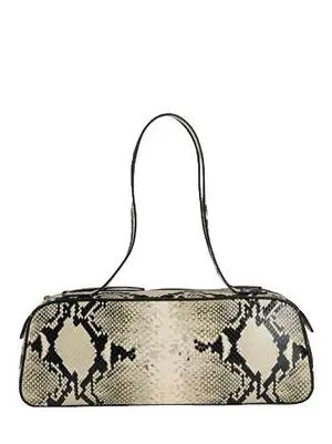 Khaite Leather Snakeskin-print Baguette Bag With Top Handles - Black