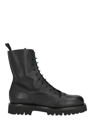HALMANERA Leather Lace Up Ankle Boots - Black