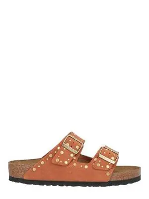 BIRKENSTOCK Suede Sandals With Stud Embellishments - Red